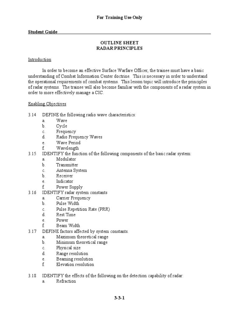 3-3 Radar Principles Outline Sheet | PDF | Radar | Hertz