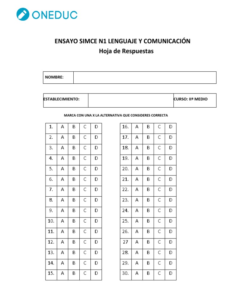 Ensayo-Simce-N1-Lenguaje-Ii Medio | PDF