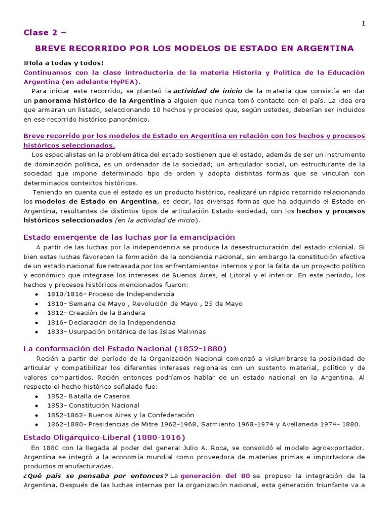 Breve Recorrido Por Los Modelos de Estado en Argentina | PDF ...