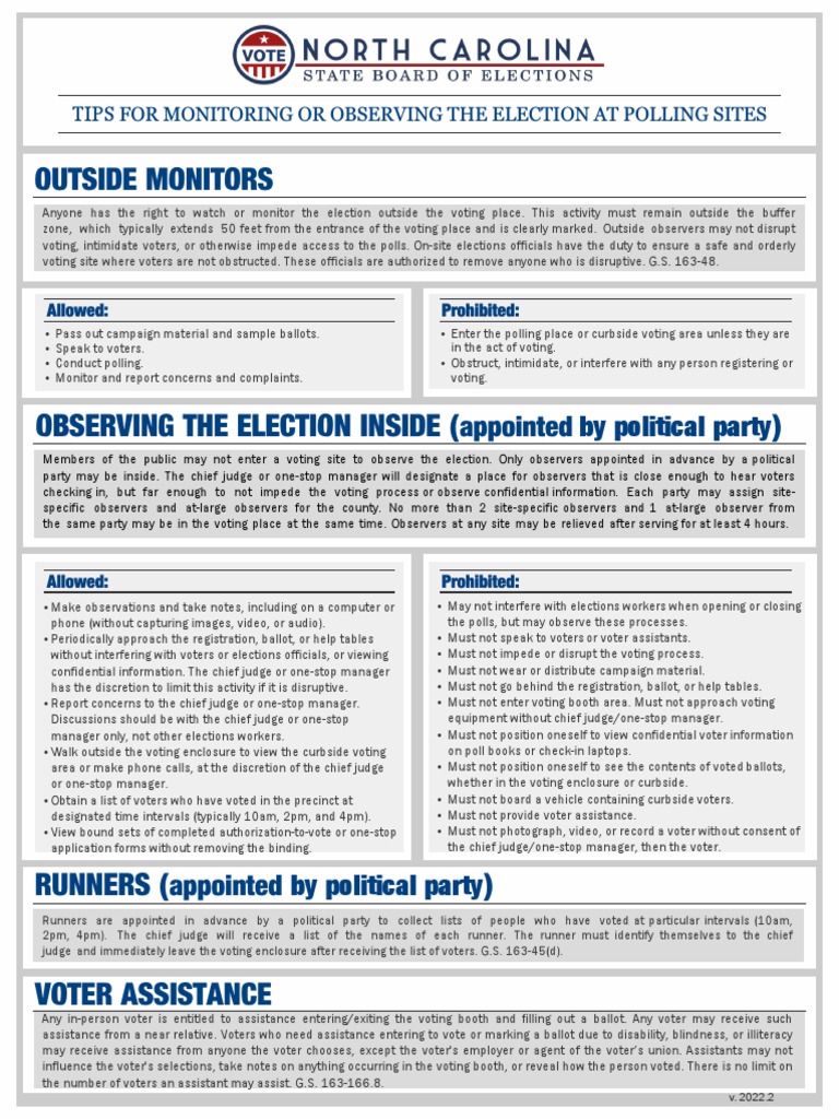 SBE Monitor Observer Runner Guide v2022.2 | PDF | Voting | Elections