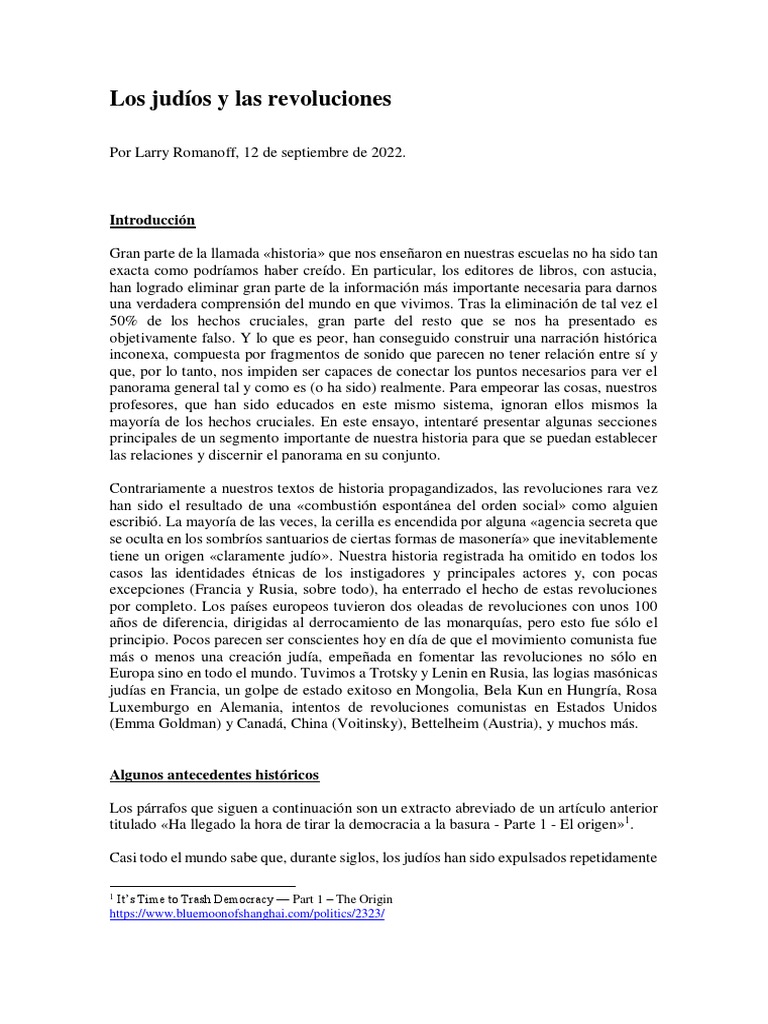 Larry Romanoff - Los Judíos y Las Revoluciones | PDF | Guerra civil ...