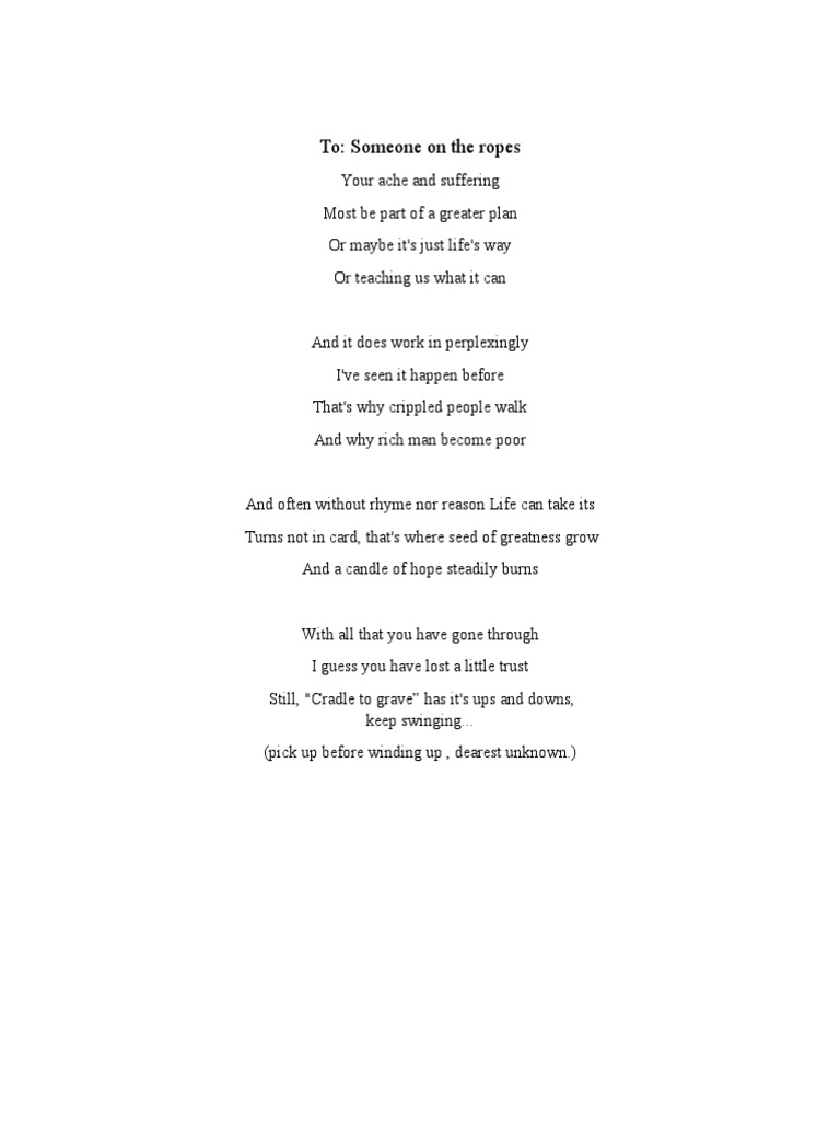 On The Ropes Poem | PDF