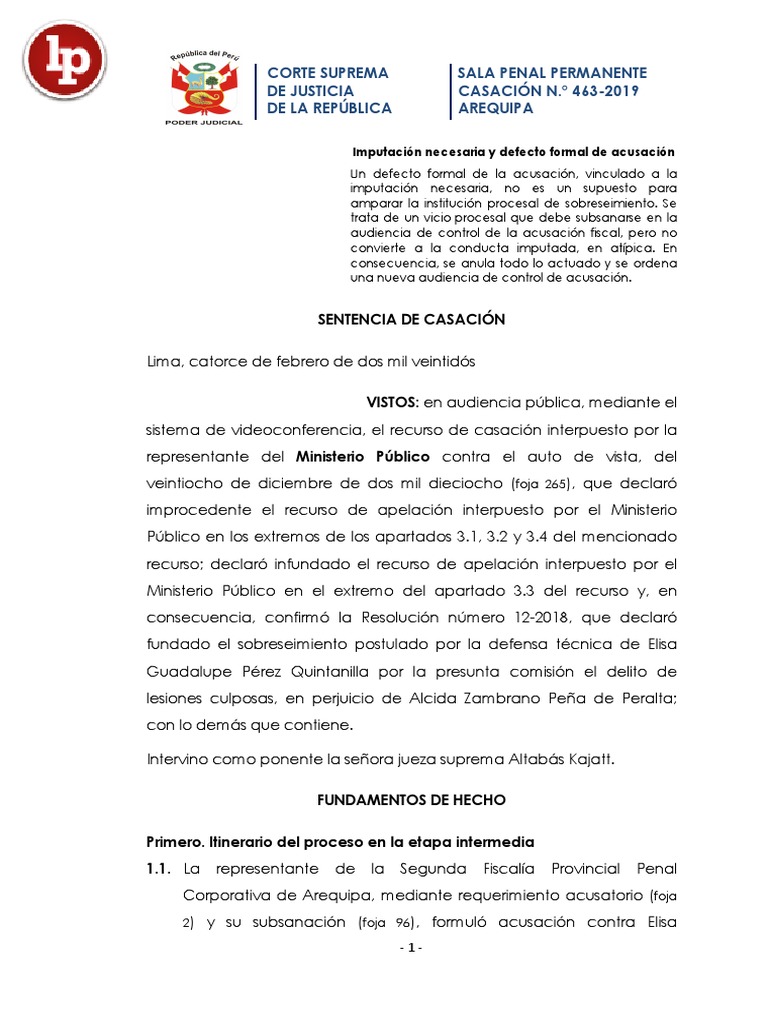 Casacion 463 2019 Arequipa LPDerecho | PDF | Derecho penal | Ley procesal