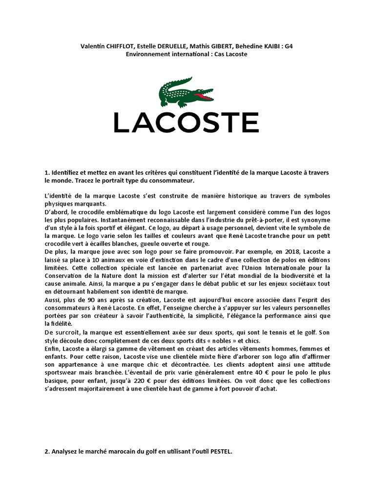 Lacoste | PDF | Affaires | Mode de vie