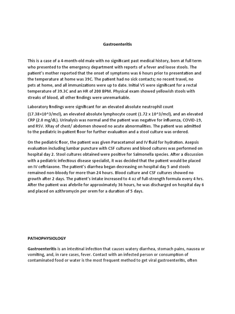 CASE STUDY (Gastroenteritis) | PDF | Foodborne Illness | Meningitis