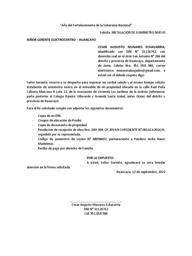 Solicitud A Electrocentro | PDF