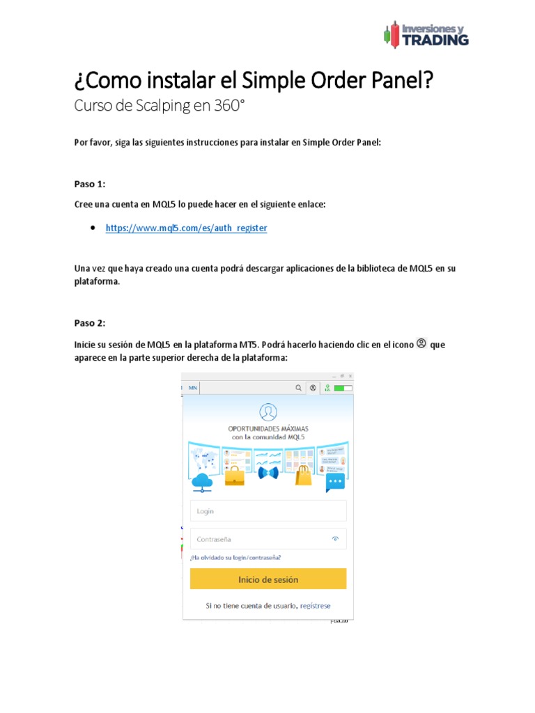 Instalación del Simple Order Panel MT5 | PDF | Finanzas y dinero ...