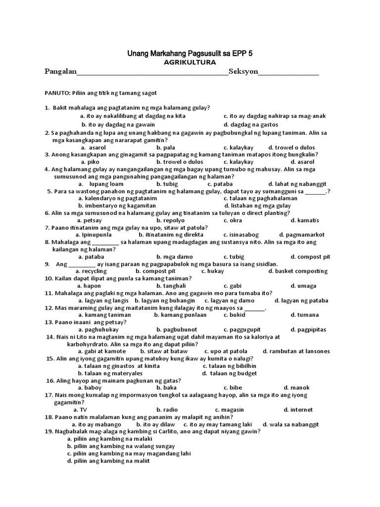 Pre-Test - Mapeh 6 | PDF