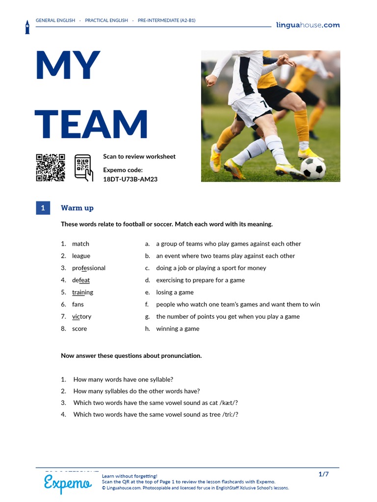 My-Team (A2) | PDF | Sentence (Linguistics) | Verb