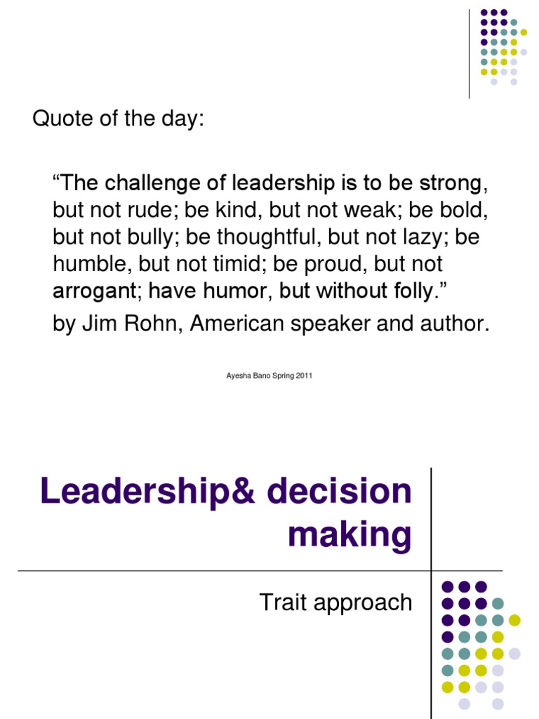 Trait Approach | PDF | Leadership | Emotional Intelligence
