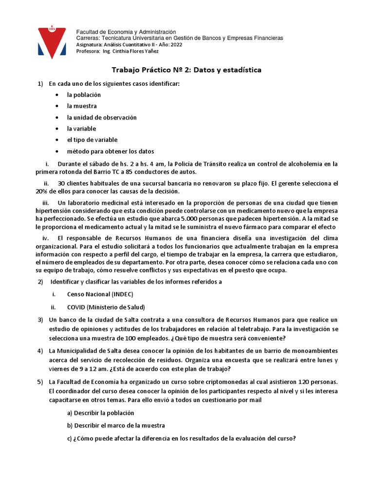 Trabajo Práctico #2: Datos y Estadística | PDF | Gestión de recursos humanos | Bancos