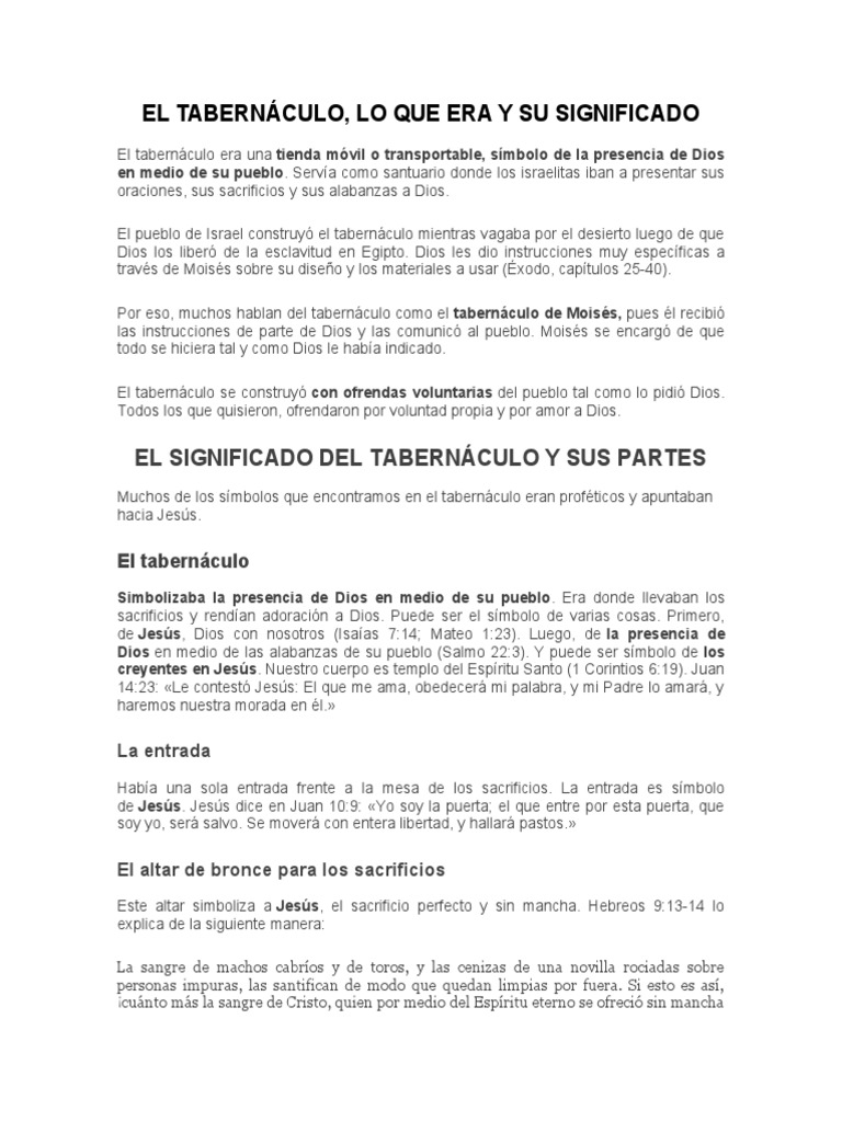 El Tabernáculo | PDF | Santo de los santos | Arca de la Alianza