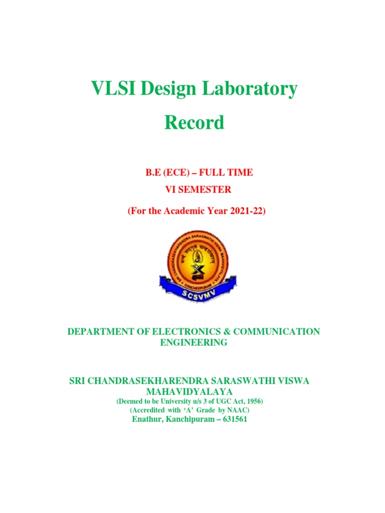 Dr.G.Senthil Kumar - VLSI - Design - Lab | PDF | Field Programmable Gate Array | Hardware ...