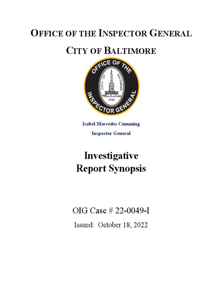 Baltimore OIG Report on City Council Meeting Safety | PDF | Baltimore ...