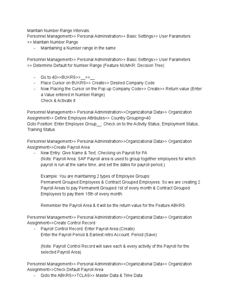 Company Code Payroll Creation | PDF | Payroll | Employment