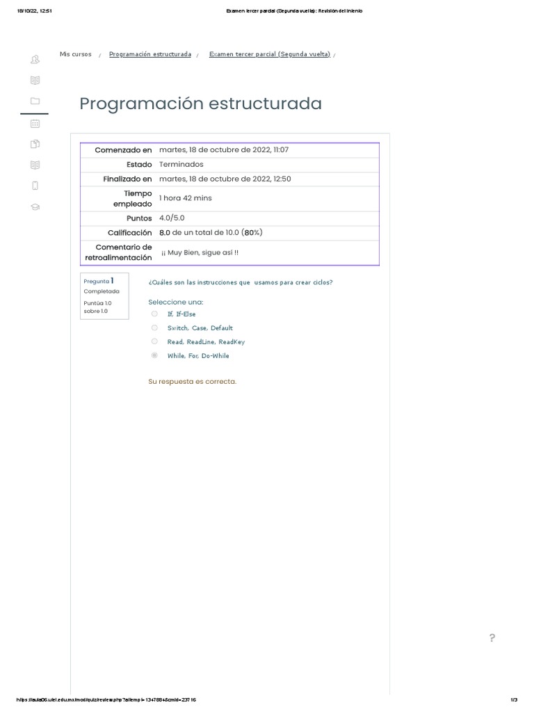 Examen Tercer Parcial (Segunda Vuelta) - Revisión Del Intento ...