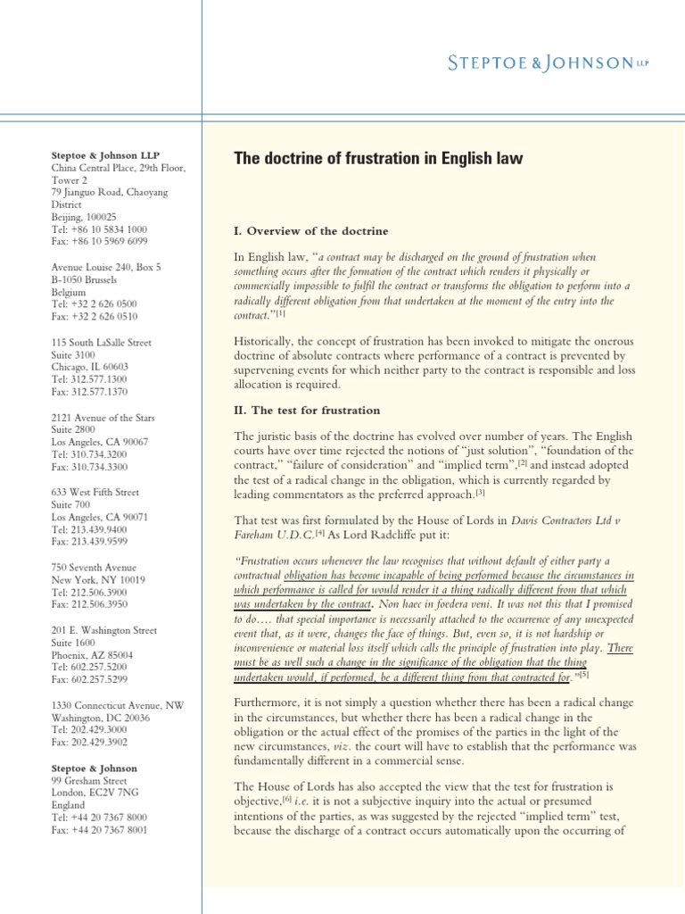Doctrine of Frustration | PDF | Legal Concepts | Civil Law (Legal System)