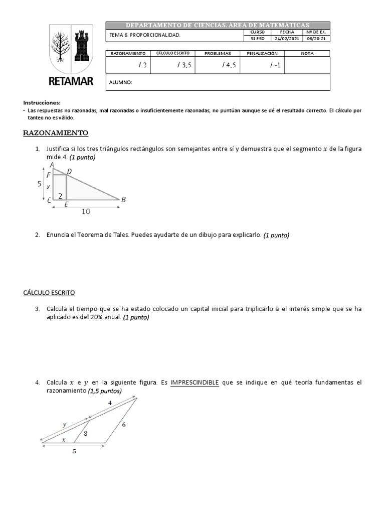 Examen 06 | PDF | Matemáticas