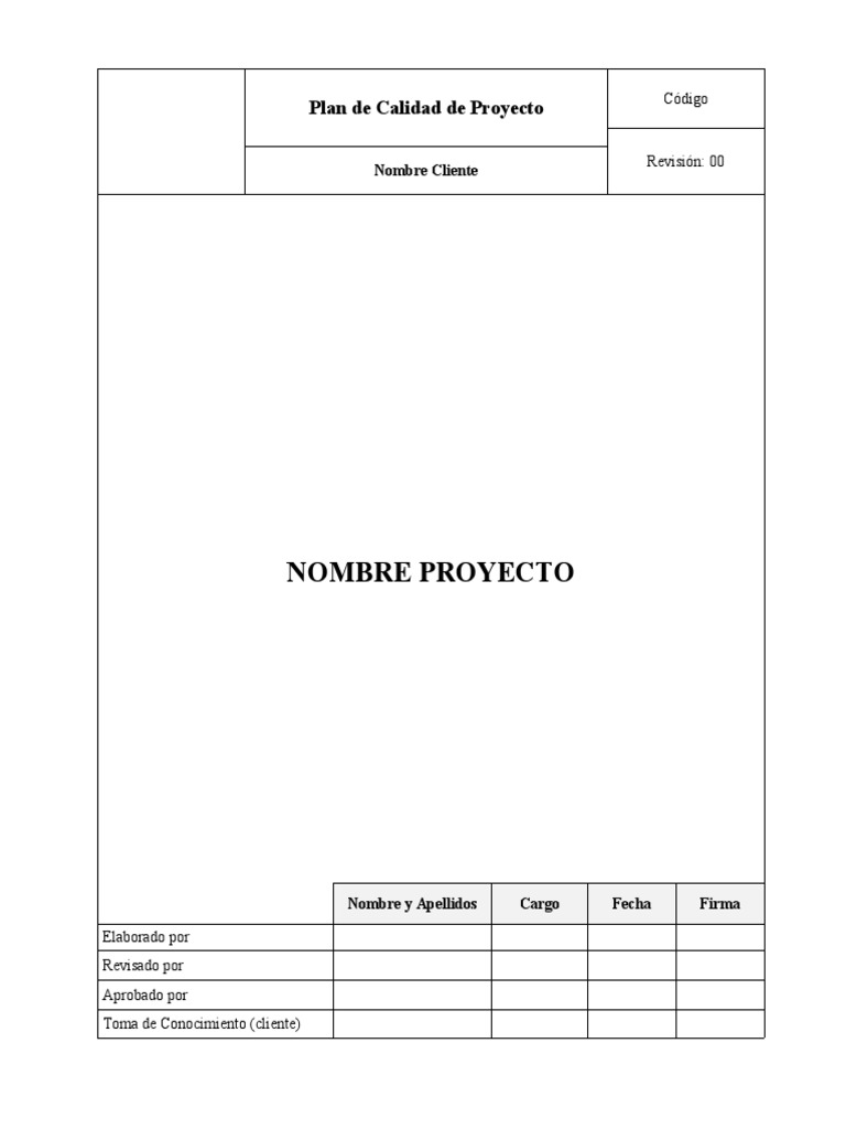 Formato Plan de Calidad | PDF | Sistema de manejo de calidad | Auditoría
