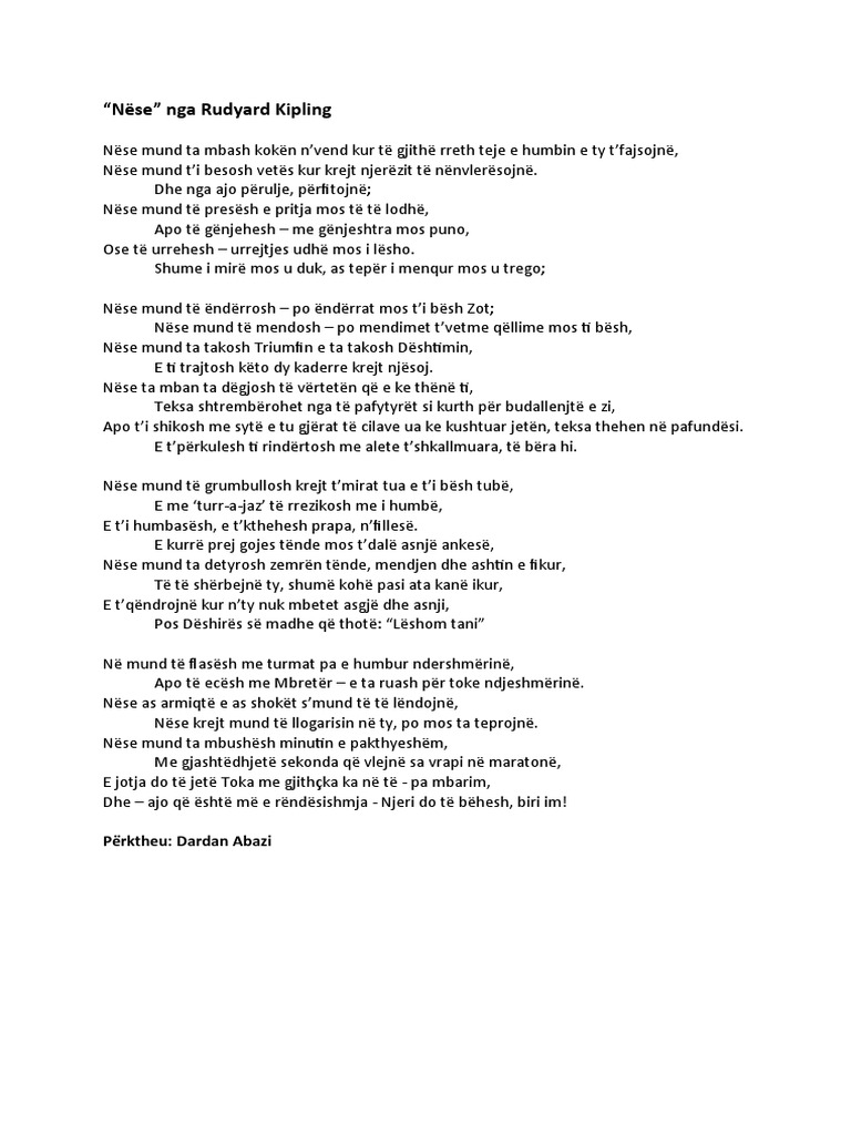 Nëse Nga Rudyard Kipling | PDF