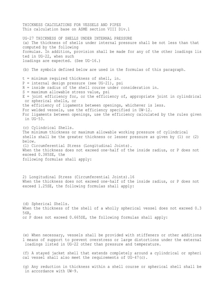 Basic Thickness Calculation of Shells Under Internal Pressure | PDF ...