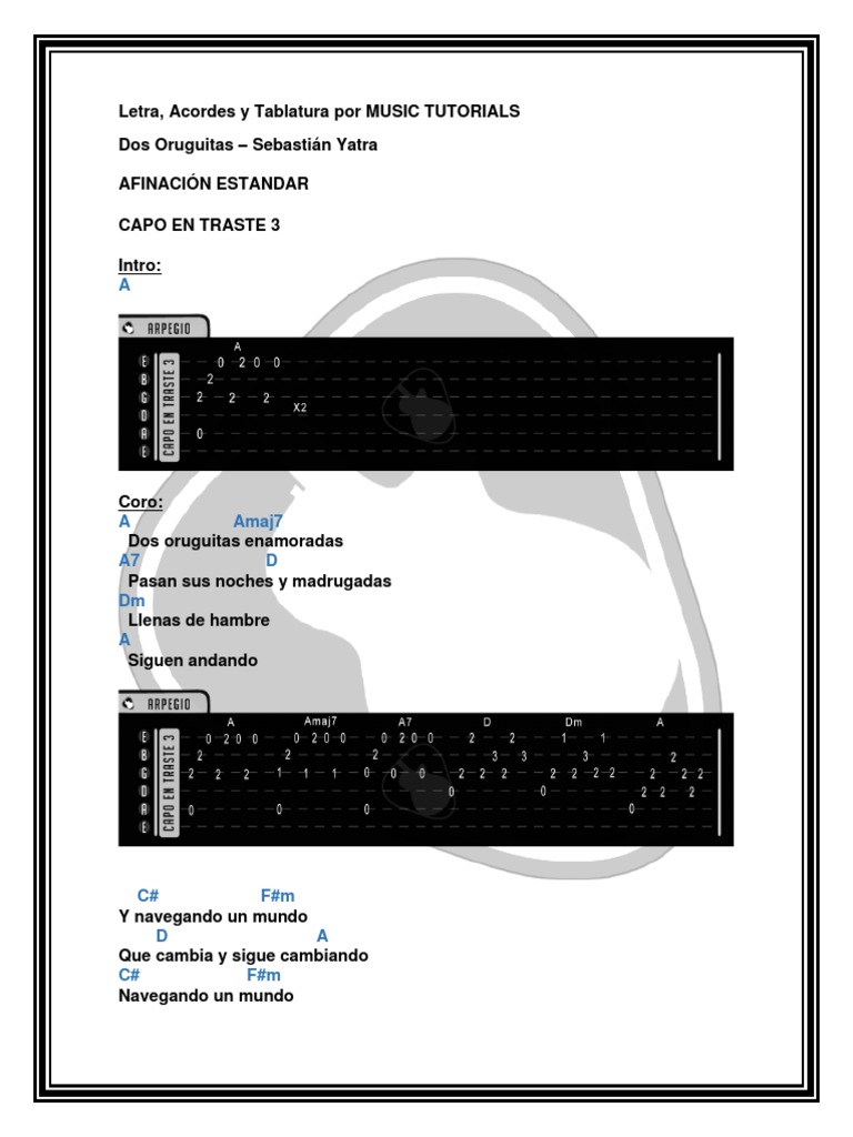 ENCANTO Dos Oruguitas Sebastian Yatra Disney Letra y Acordes by ...