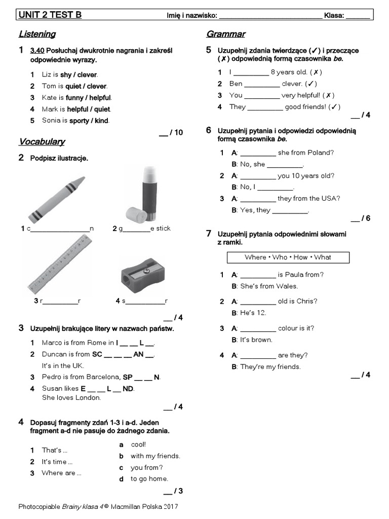 Brainy kl4 Unit Test 2 B | PDF