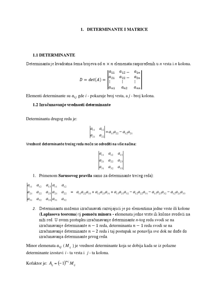 Teorija Determinanti I Matrica | PDF