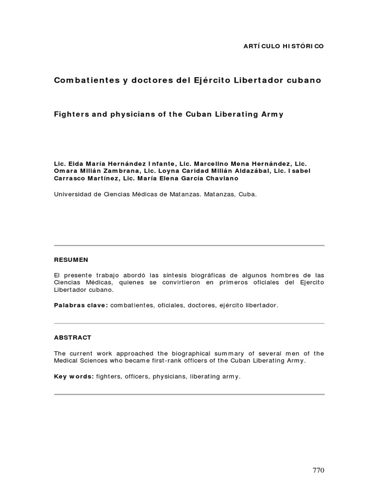Combatientes y Doctores Del Ejército Libertador Cubano: Fighters and ...