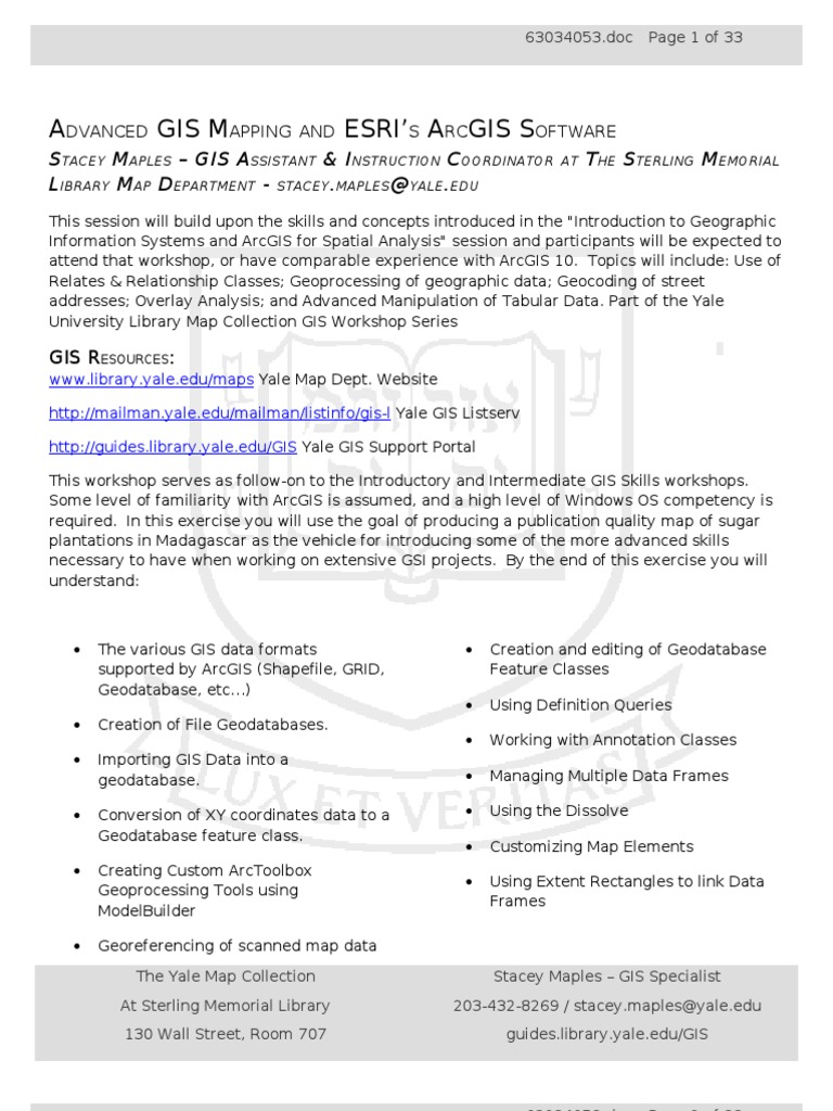 Advanced GIS Skills 2011 | PDF