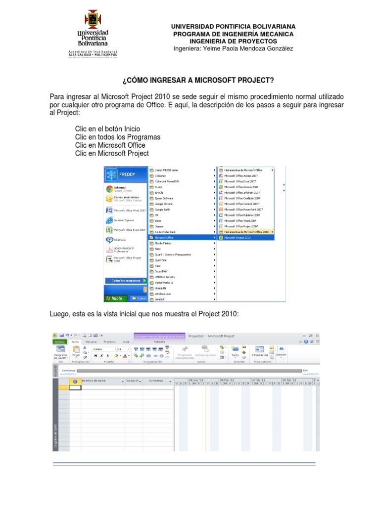 Introduccion MS Project - Calendario | PDF