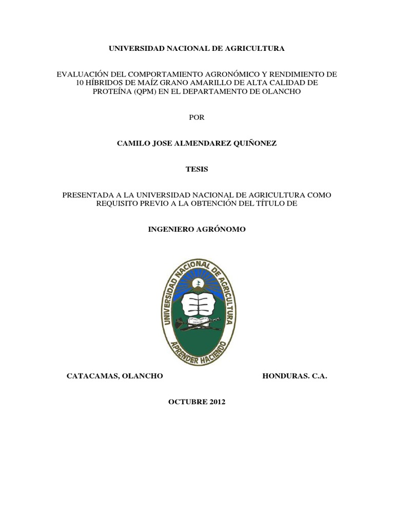 Camilo Jose Almendarez Quiñonez | PDF | Maíz | Alimentos