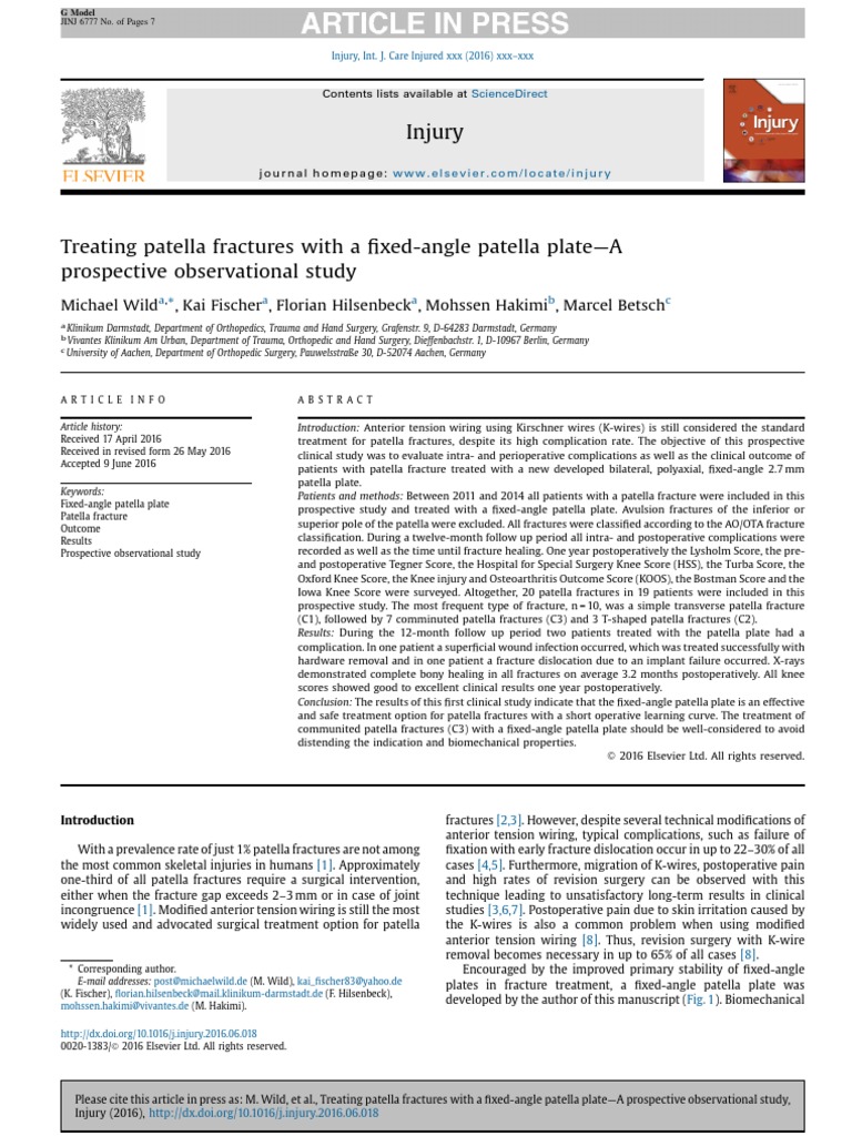 Treating Patella Fractures With A Fixed-Angle Patella Plate | PDF ...