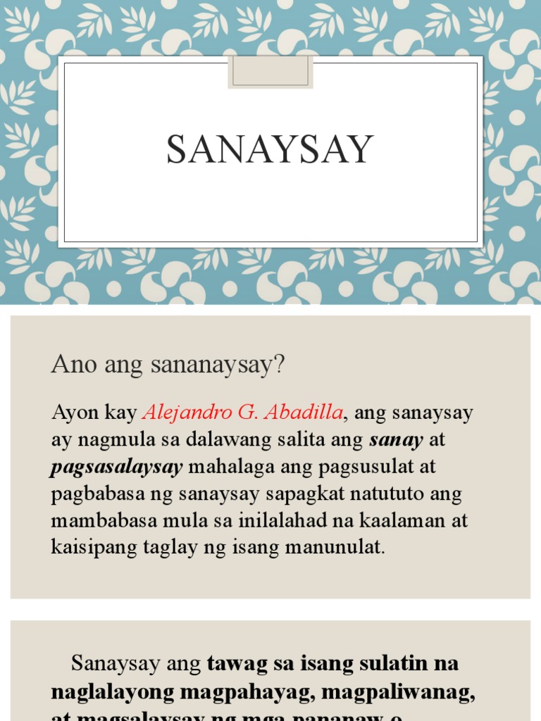 Sanaysay | PDF