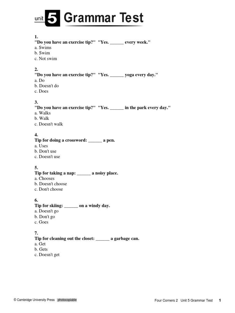 Grammar U5 L2 | Download Free PDF | Physical Exercise | Yoga