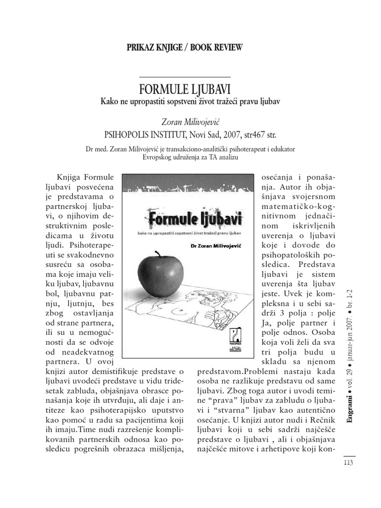 Formule Ljubavi: Prikaz Knjige / Book Review | PDF
