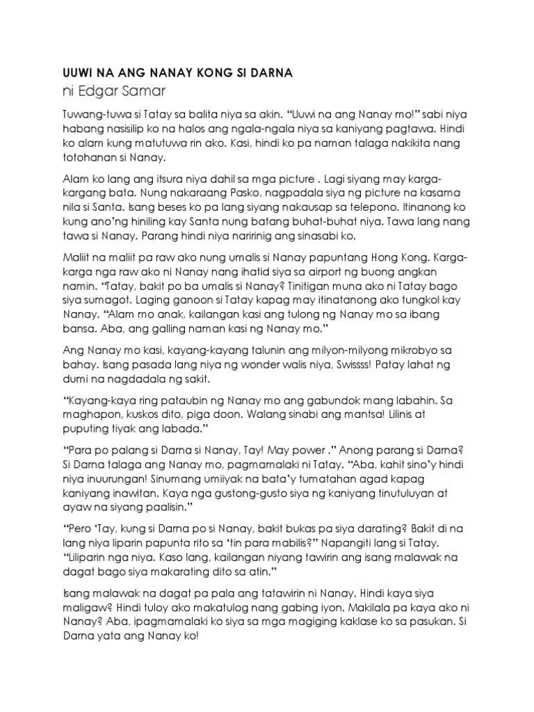 UUWI NA ANG NANAY KONG SI DARNA by Samar | PDF