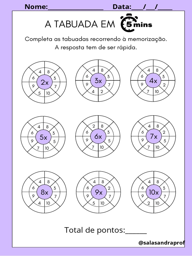 Tabuadas em 5 Minutos | PDF