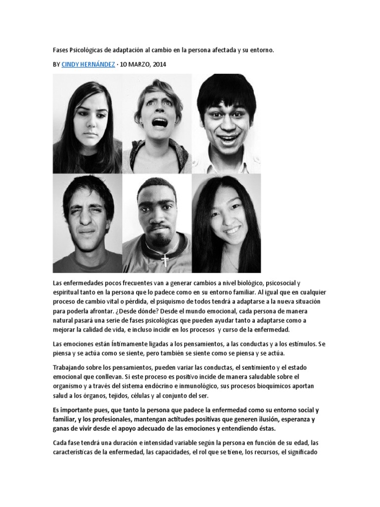 Fases Psicológicas de Adaptación Al Cambio en La Persona Afectada y Su ...