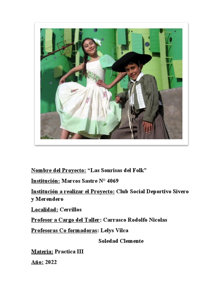 Proyecto Nicolas Carrasco Folklore | PDF | Bailes | Trabajo Social