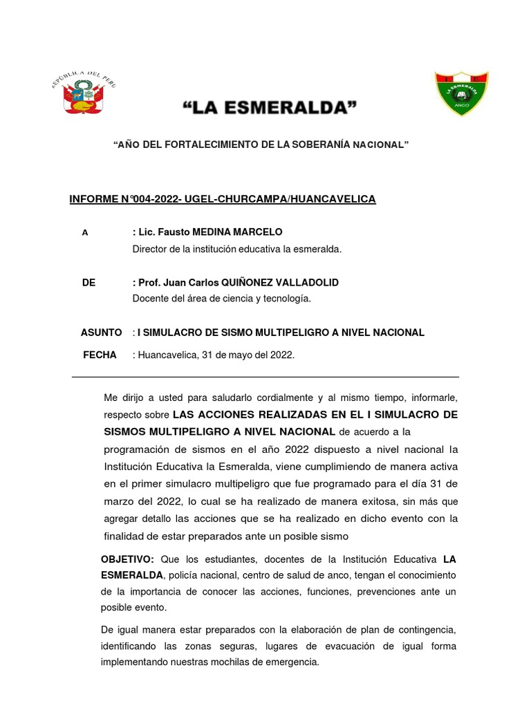 Informe Simulacro | PDF