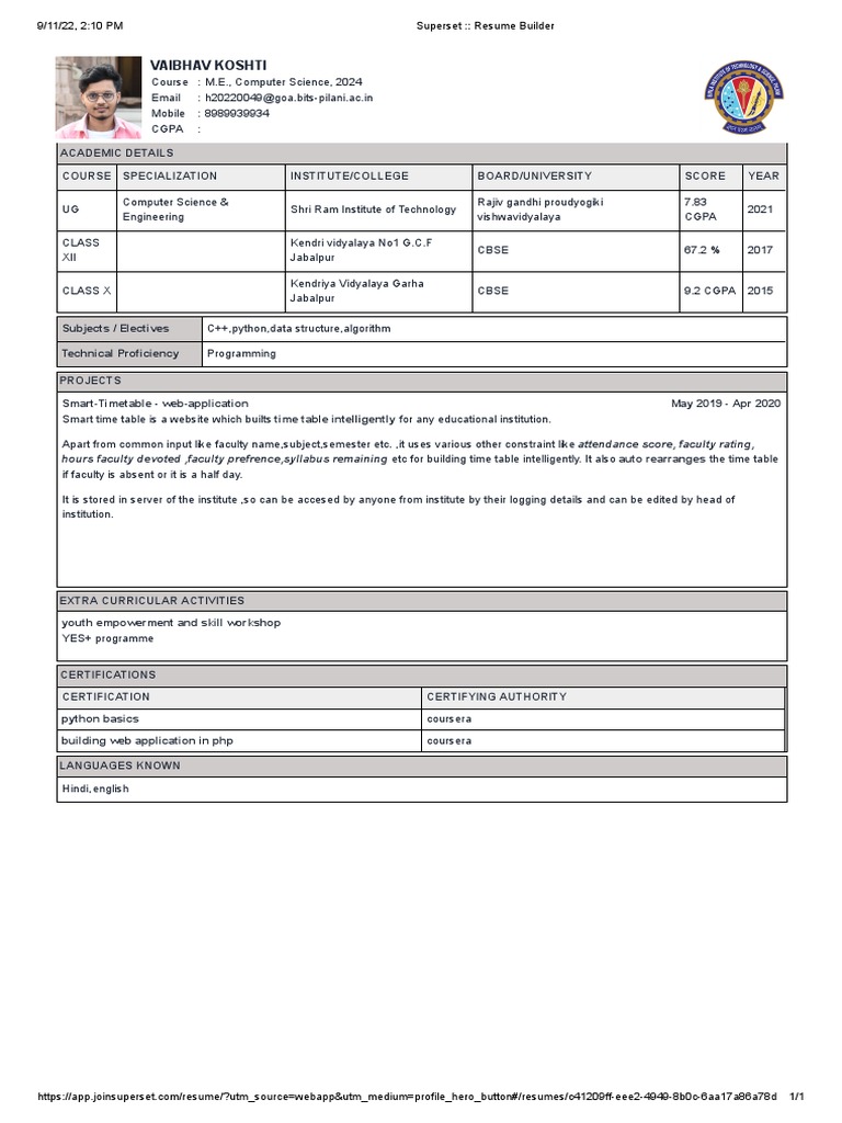 Superset - Resume Builder | PDF | Web Application | Computer Engineering