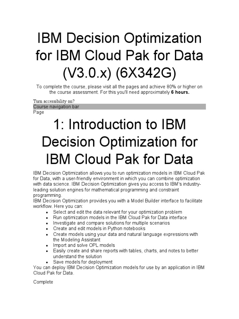 IBM Decision Optimization For IBM Cloud Pak For Data v3 | PDF ...