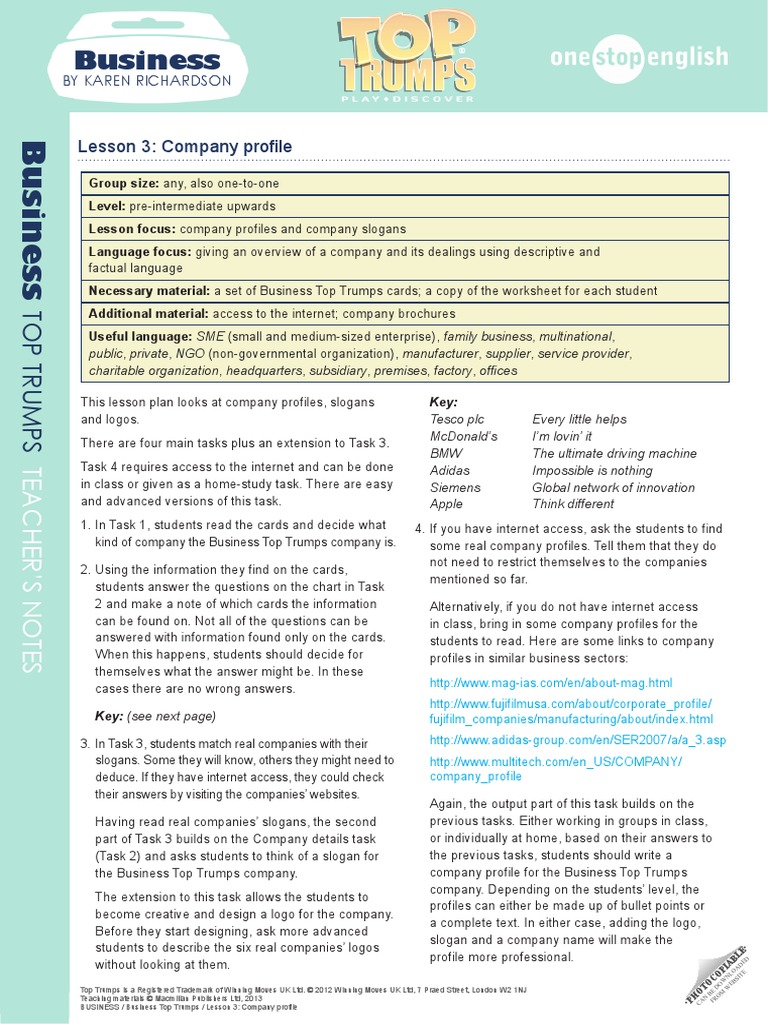 OSE - Business Top Trumps - Lesson 3 | PDF | Internet | Economies