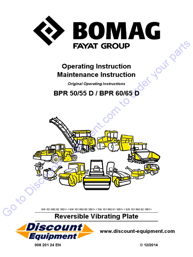 Bomag BPR 50, BPR 50 D, BPR 55, BPR 55 D, BPR 60 D, BPR 65, BPR 65 D ...