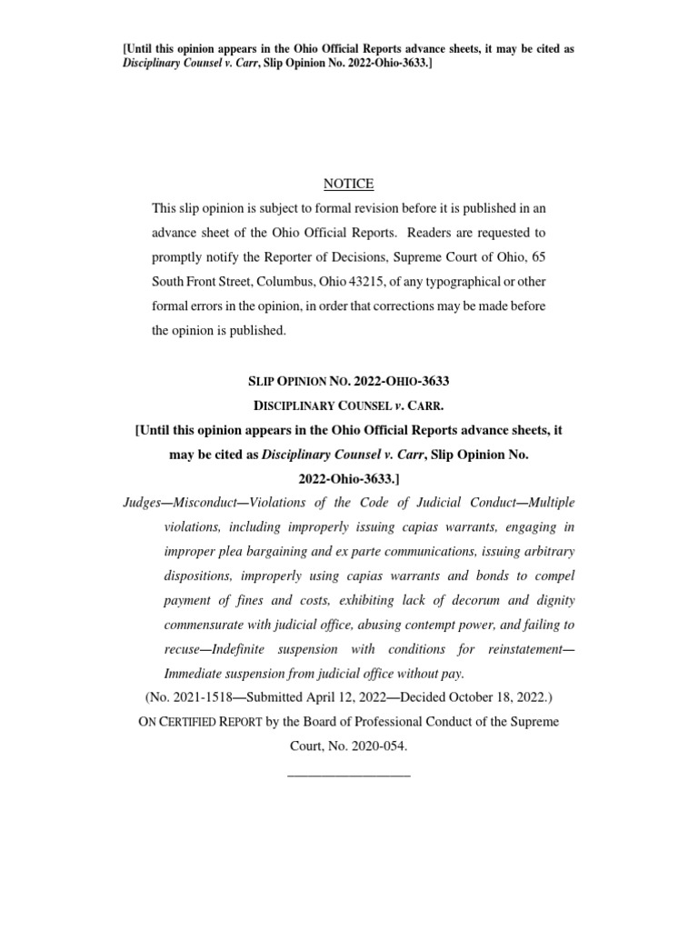 Judge Pinkey Carr Suspended | PDF | Plea | Mental Disorder