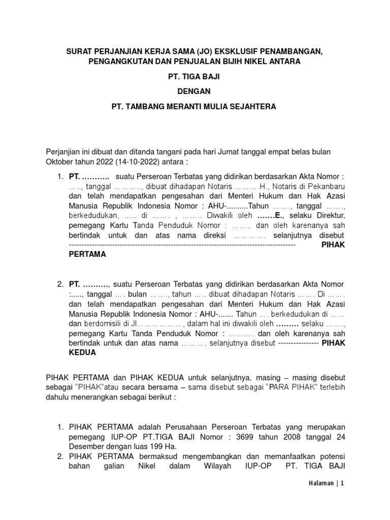 MOU TIRTAdocx New | PDF