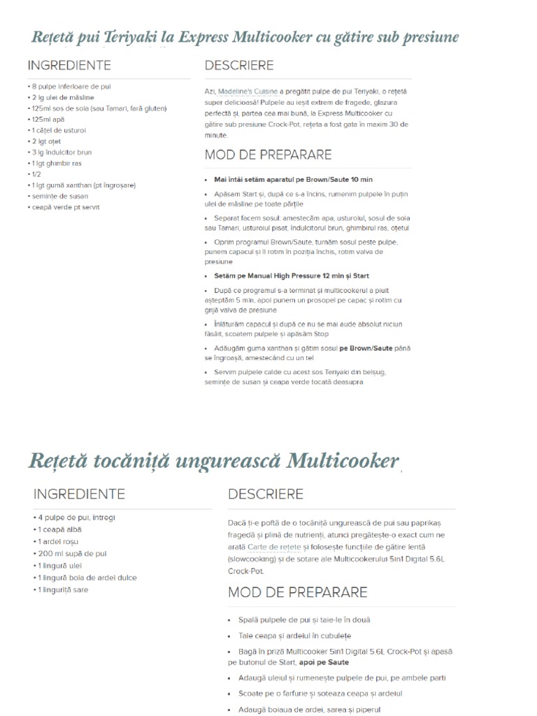 Retete Multicooker | PDF