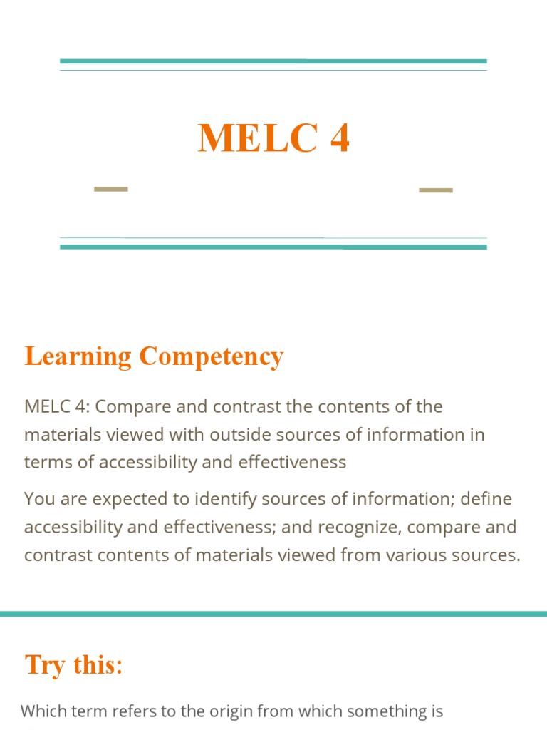 Q1 - Melc 4 | PDF | Credibility | Accessibility
