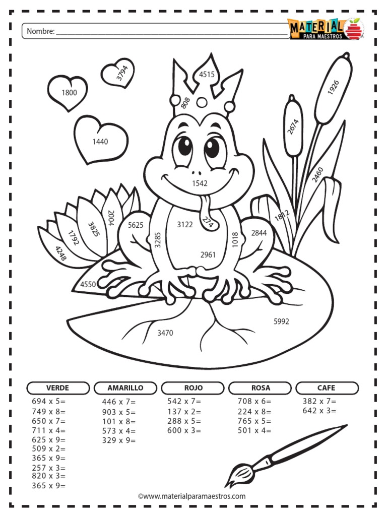 Calcula y Colorea de Multiplicaciones | PDF